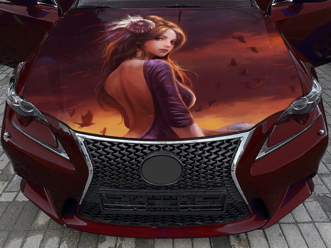Car Hood Wrap Sexy Girl Vinyl Sticker Full Color Fantasy Art Custom ...