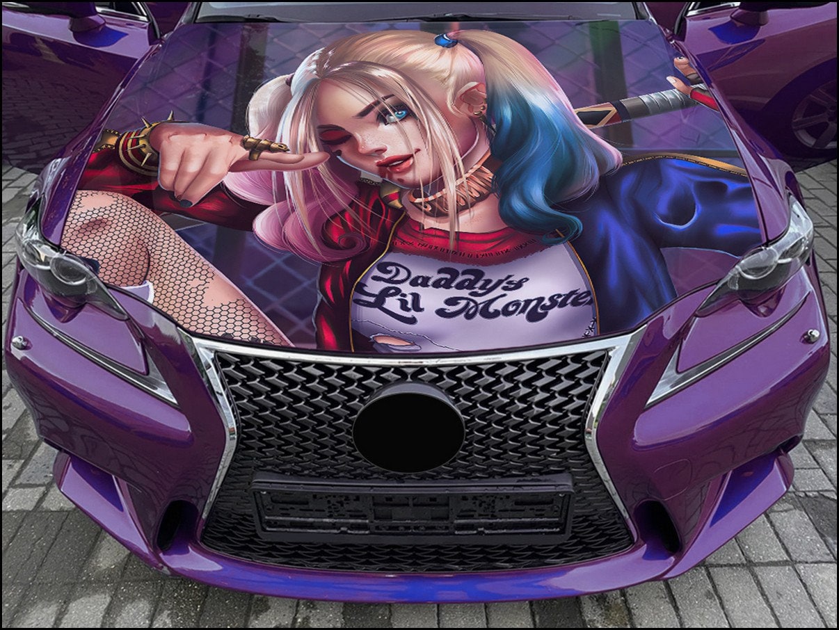 Car Hood Wrap Harley Quinn Vinyl Sticker Full Color Custom Decal 5 Fit ...