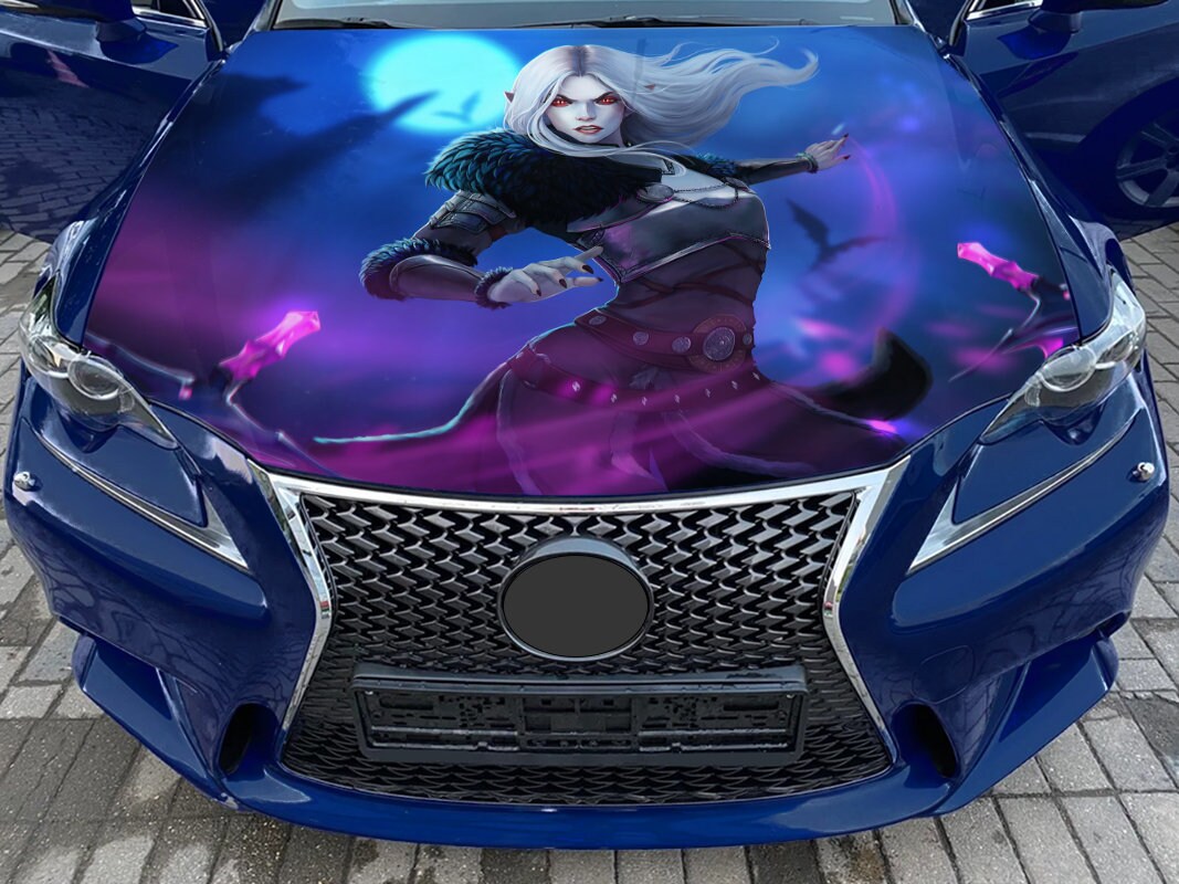 Car Hood Wrap Elf Warrior Vinyl Sticker Full Color Fantasy Girl Decal ...