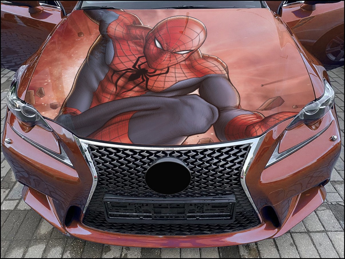 Car Hood Wrap Spider-man Vinyl Sticker Full Color Custom Decal 3 Fit ...