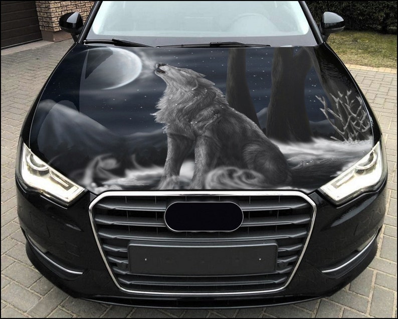 Car Hood Wrap Wolf Vinyl Sticker Full Color Custom Decal #4 Fit Any Car ...