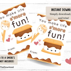 Smore Valentine Printable Card Smores Class Valentines Kid's Valentine ...