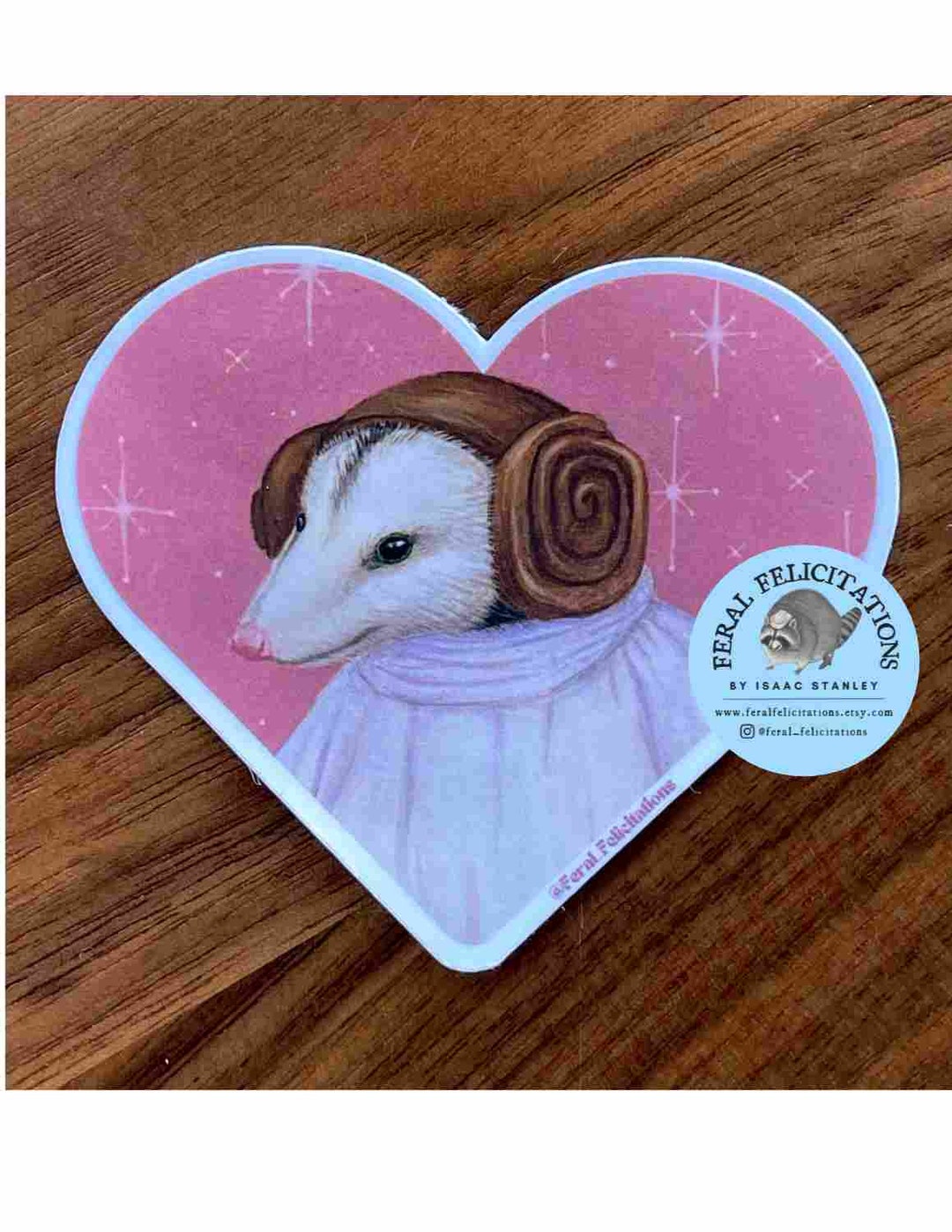 Star Wars Opossum Princess Leia Sticker Decal - Original Art by Feral ...