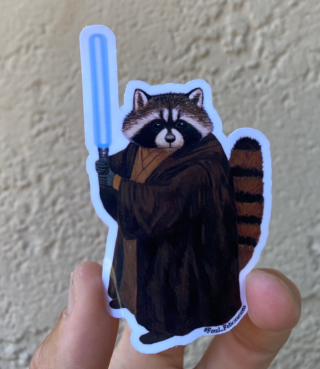 Star Wars Jedi Knight obi-wan Coonobi Raccoon Sticker Decal - Etsy