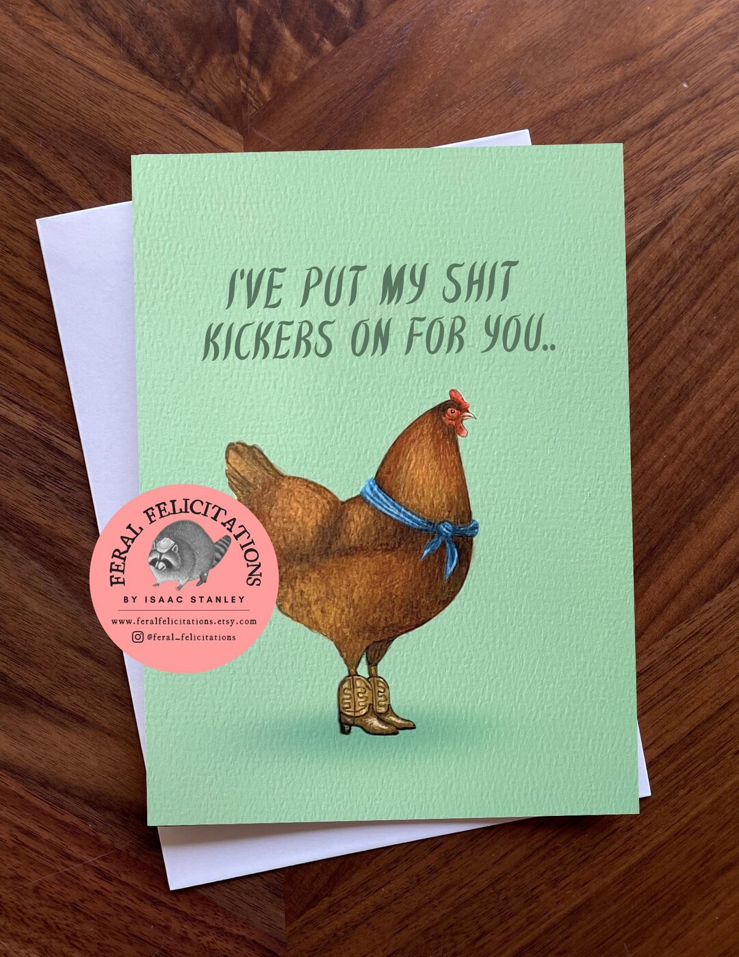 Cowboy Chicken Encouraging Greeting Card - Original Art by Feral ...