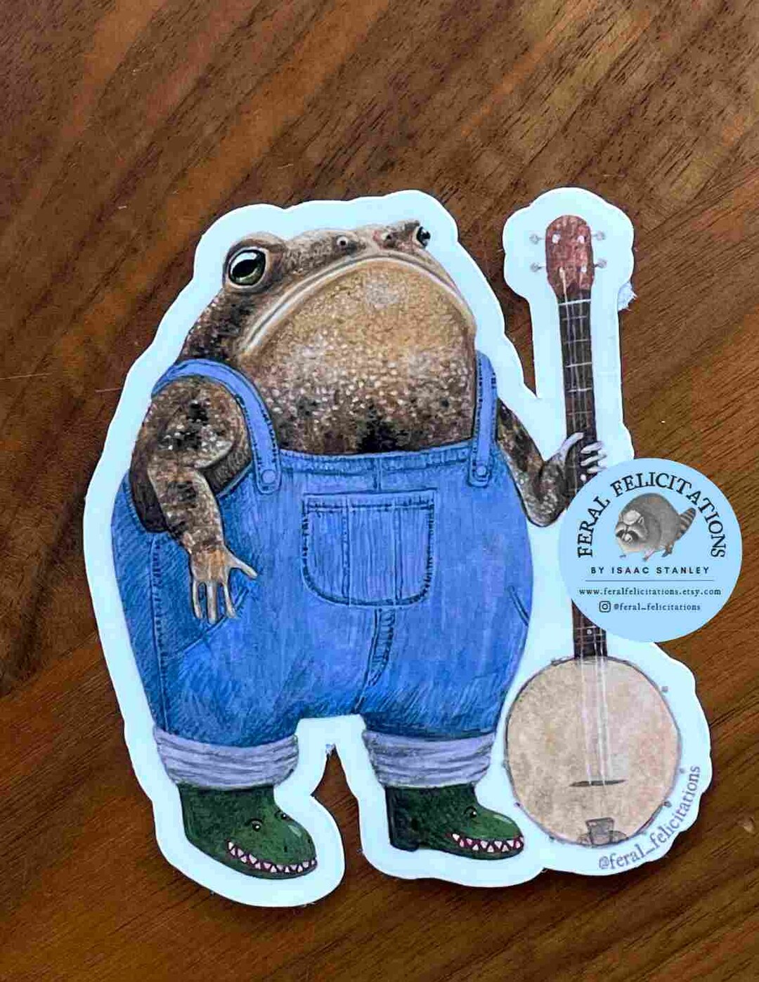 Toad With Banjo Sticker Decal Original Art by Feral Felicitations - Etsy