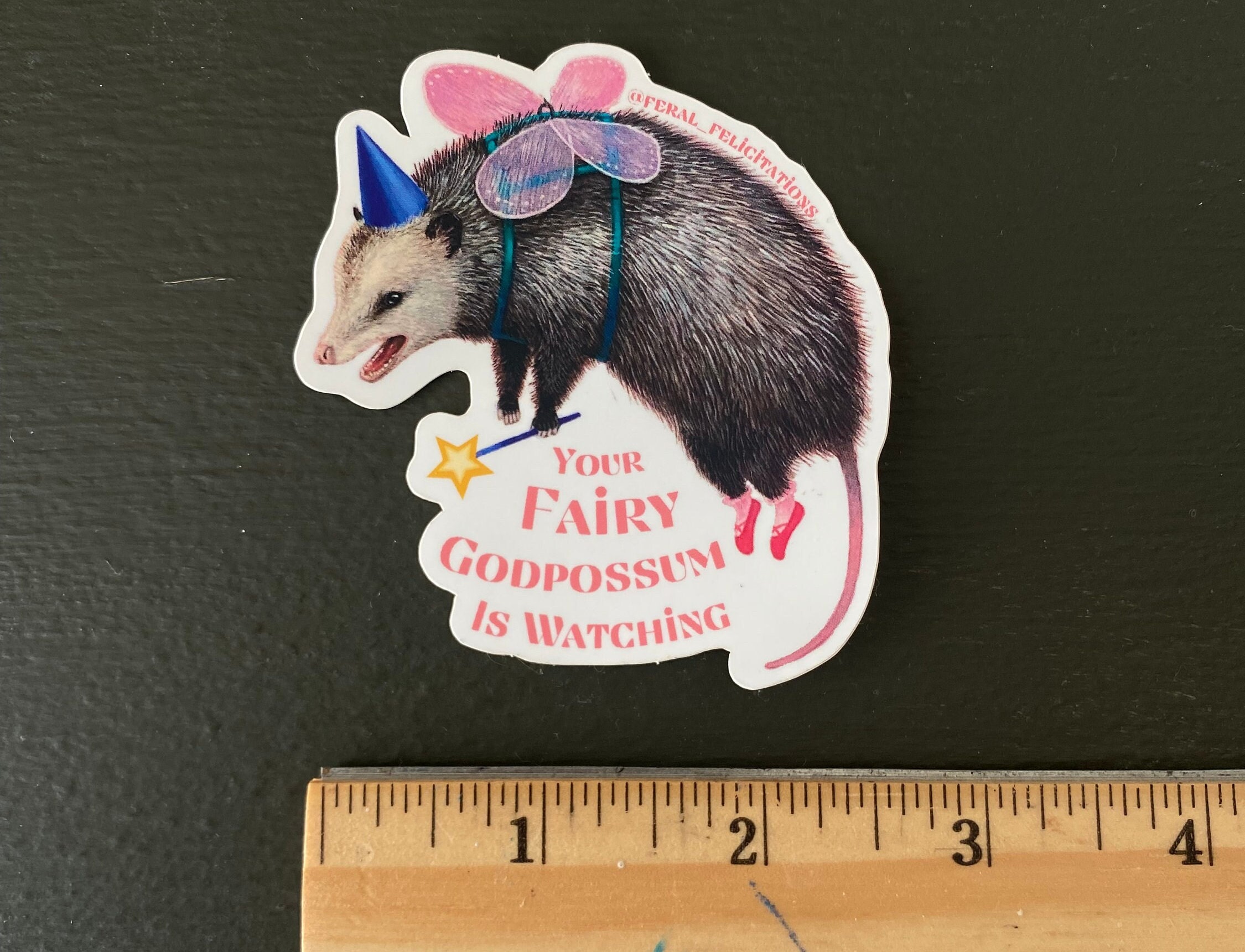 Magical Fairy God Possum Sticker Decal Original Art by Feral - Etsy