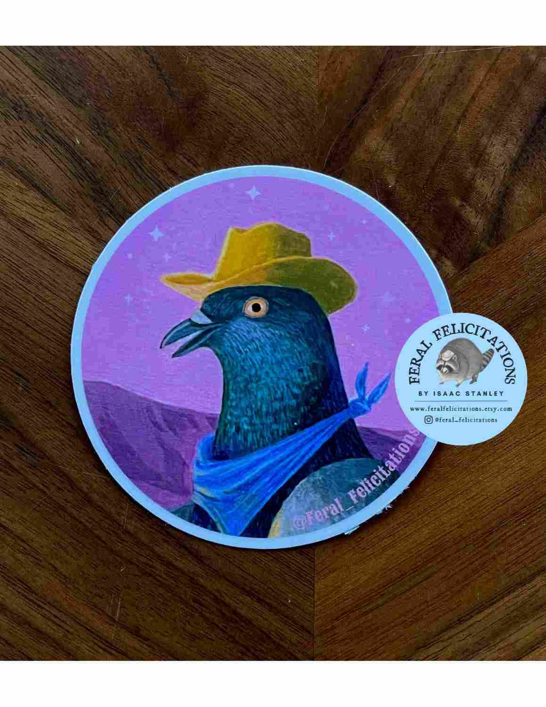Western Cowboy Pigeon Sticker Decal Original Art by Feral Felicitations ...