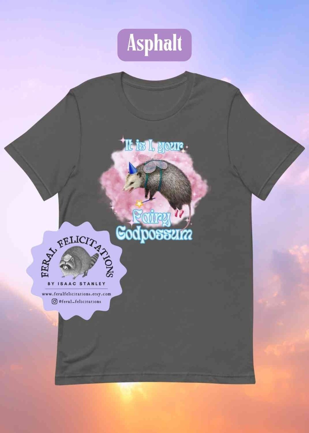 Fairy God Possum T-shirt: Unisex Cotton Tee - Original by Feral ...