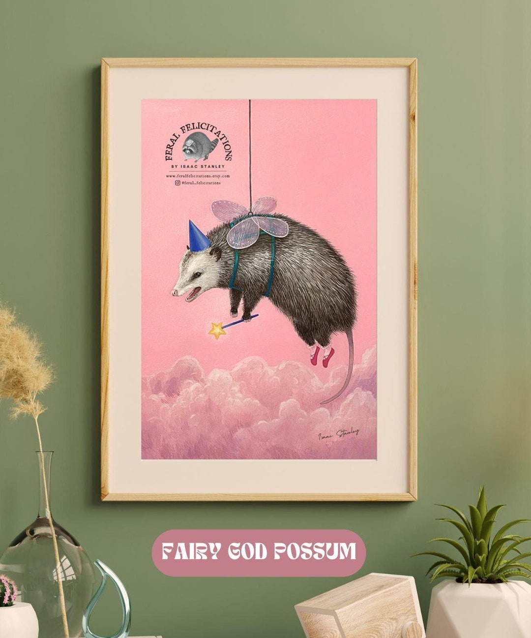 Fairy God Possum Matte Poster Print - Original Art by Feral ...