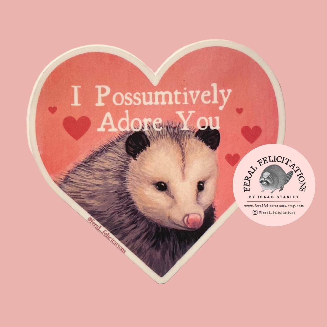 Possum Heart Vinyl Sticker I Possumtively Adore You Decal Original Art ...