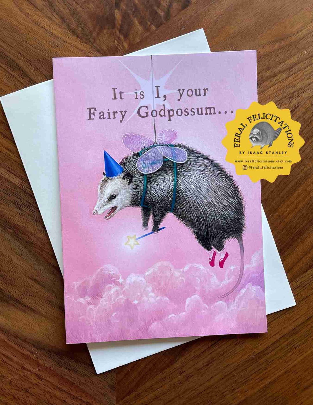 Fairy Godpossum Happy Birthday Greeting Card Original Art by Feral Felicitations - Etsy UK