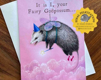 Wizard Possum Happy Birthday Greeting Card Original Art by Feral ...