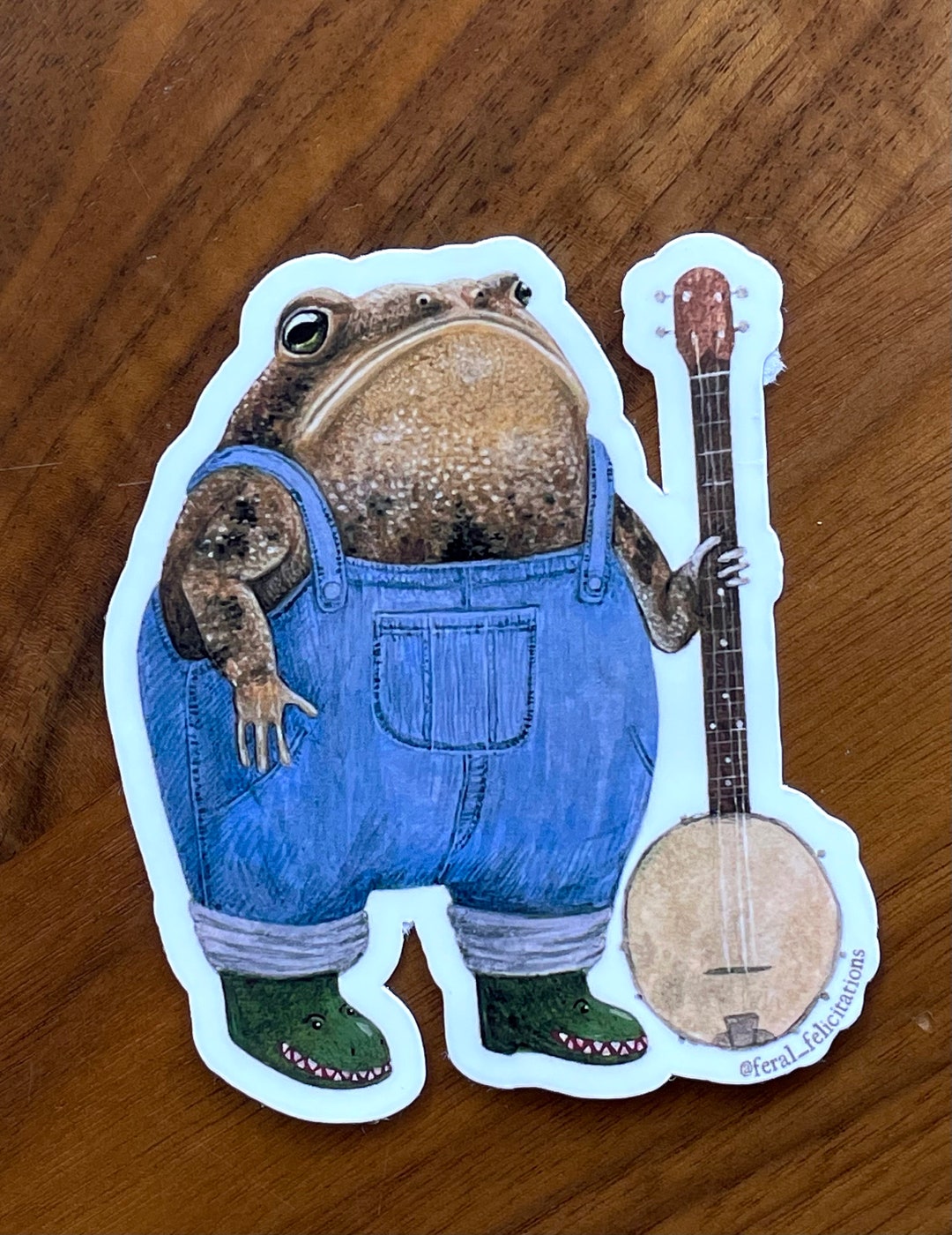 Toad With Banjo Sticker Decal Original Art by Feral Felicitations - Etsy