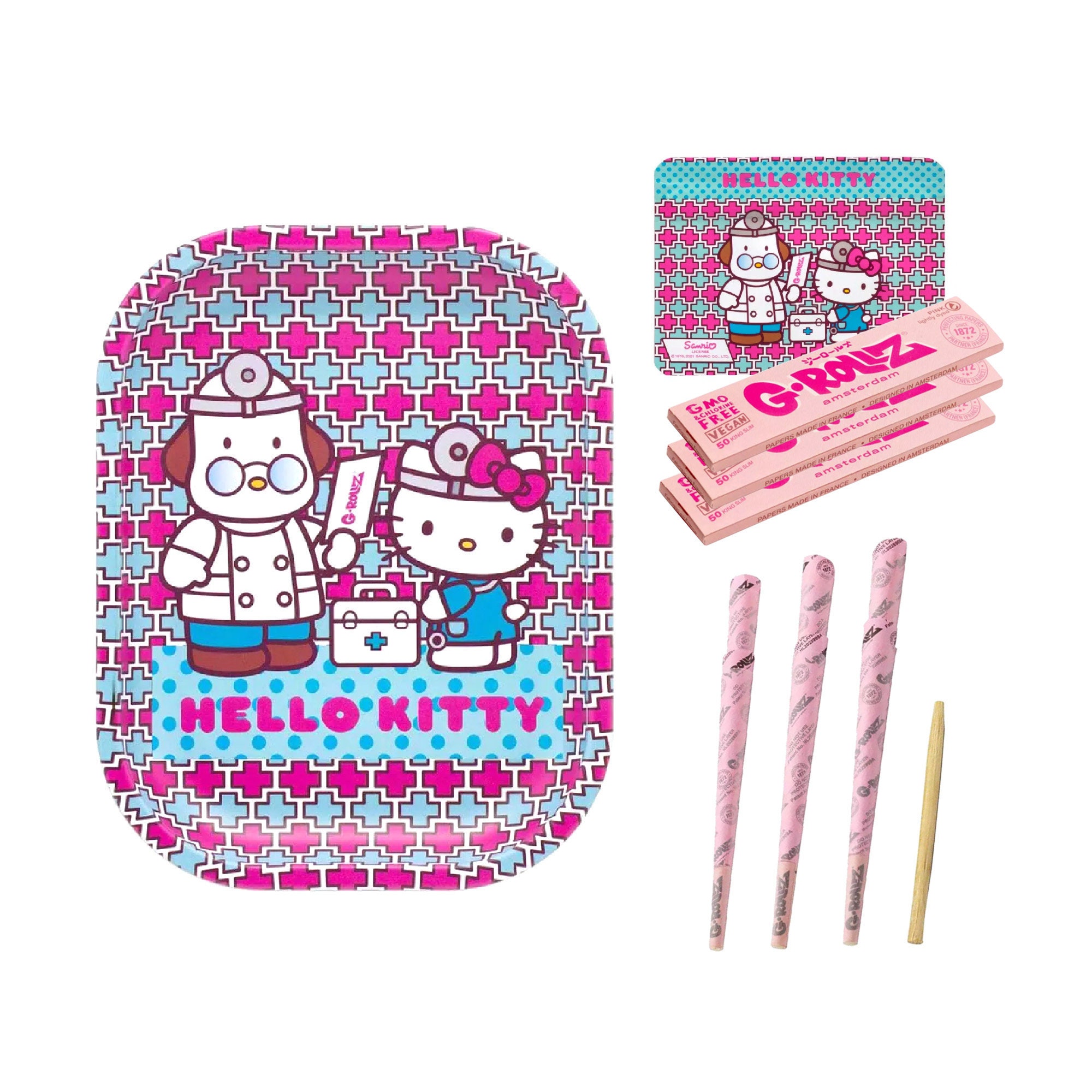 Rolling Tray Set for Girls Hello Kitty Doctor Stoner Kit Pink for ...