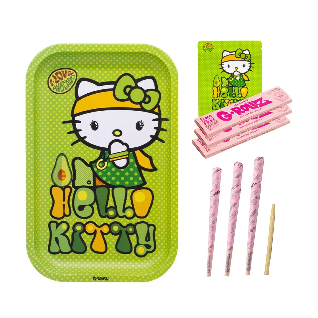 Unique Large Metal Rolling Tray Set for Girls Hello Kitty Stoners Kit ...