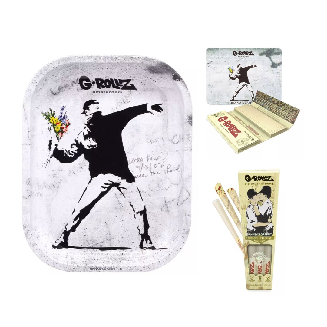 Street Art Banksy Metal Rolling Tray With Pre Rolls Cones and Rolling ...