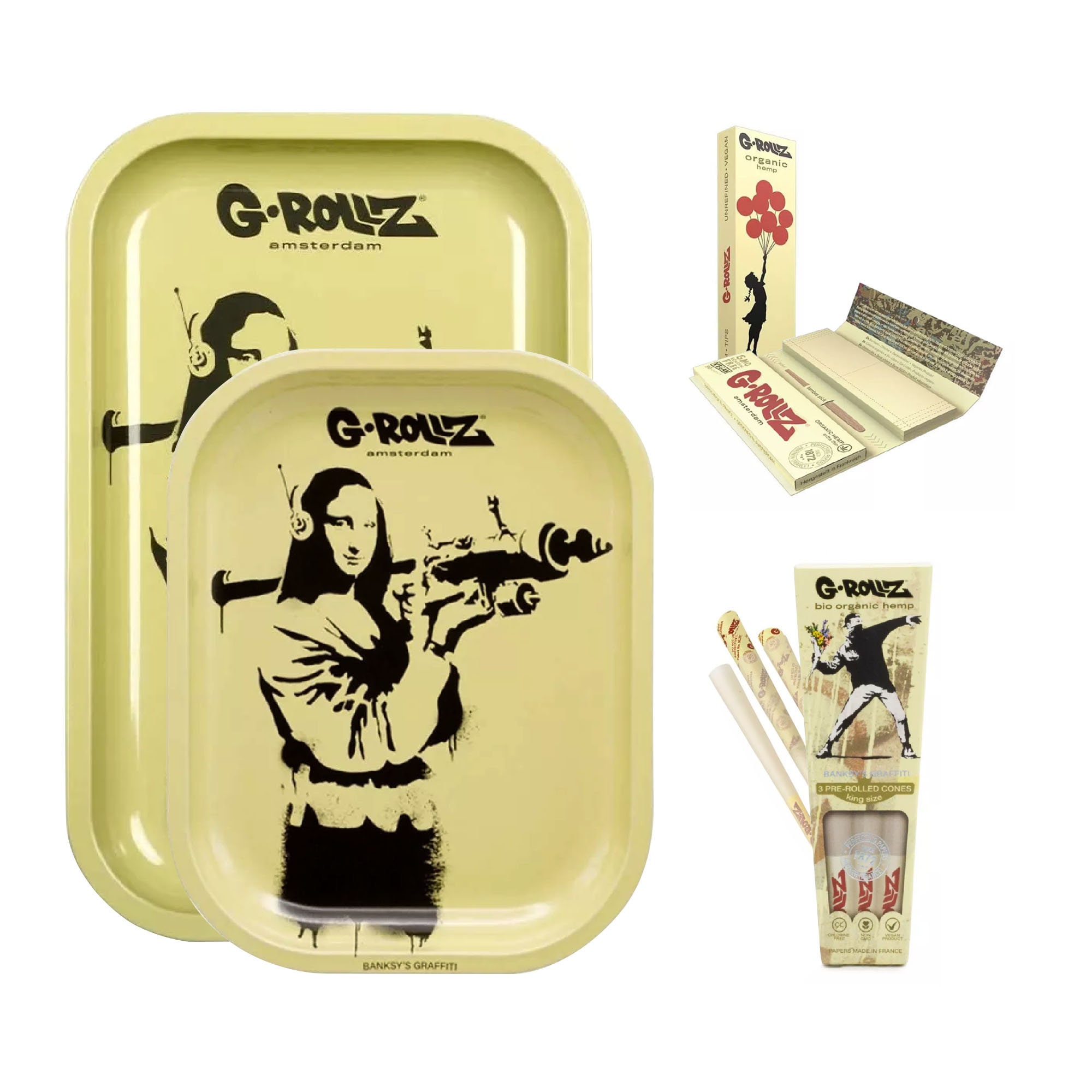 Street Art Banksy Metal Rolling Tray With Pre Rolls Cones and Rolling ...