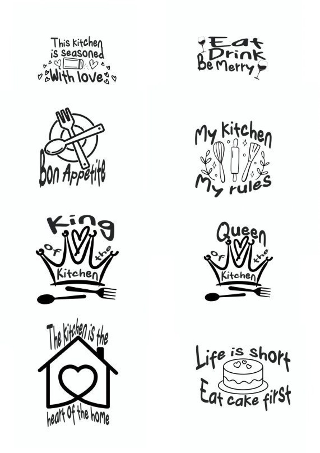Chic Kitchen Delights: Set of 8 Digital Designs - Etsy
