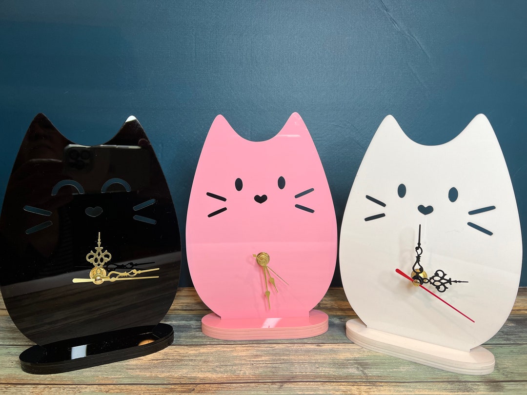 Cat Desk Clock, Acrylic Cat Clock, Desk Clock for Cat Lovers - Etsy