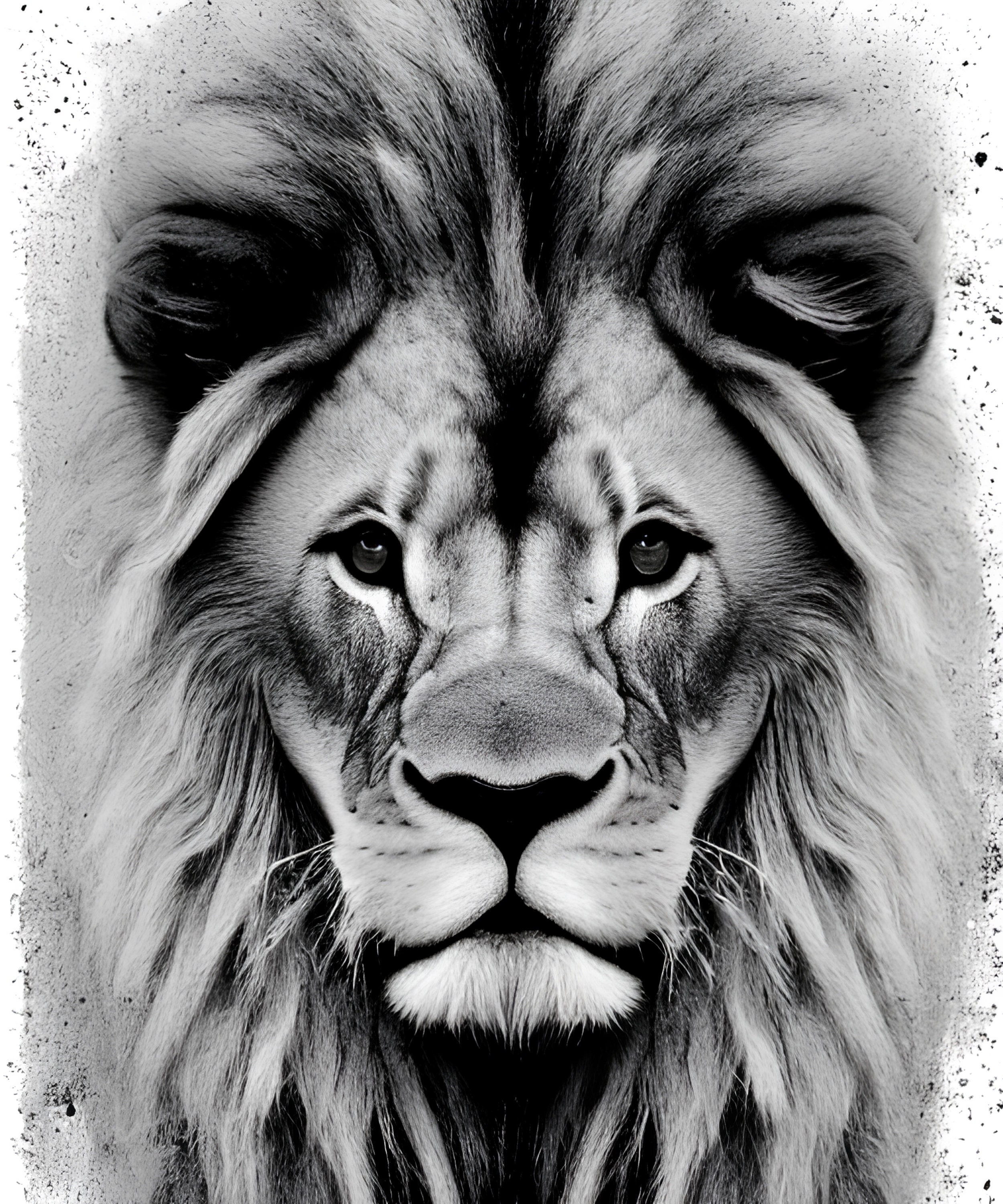 Majestic King: Black and White Lion Head Portrait High Resolution ...