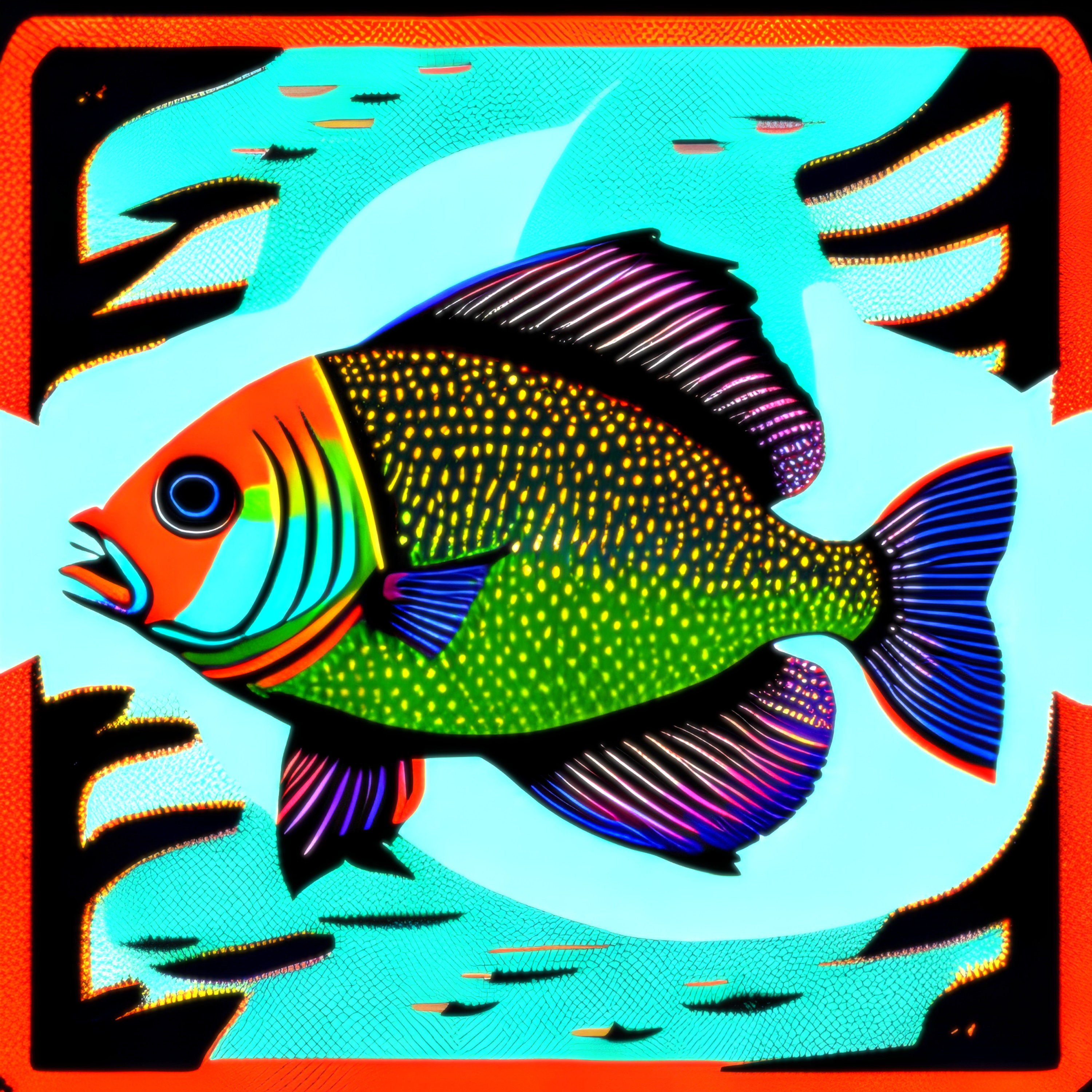 Rainbow Colored Fish Graphic Art, Digital Download, 18x18 Inches, High ...