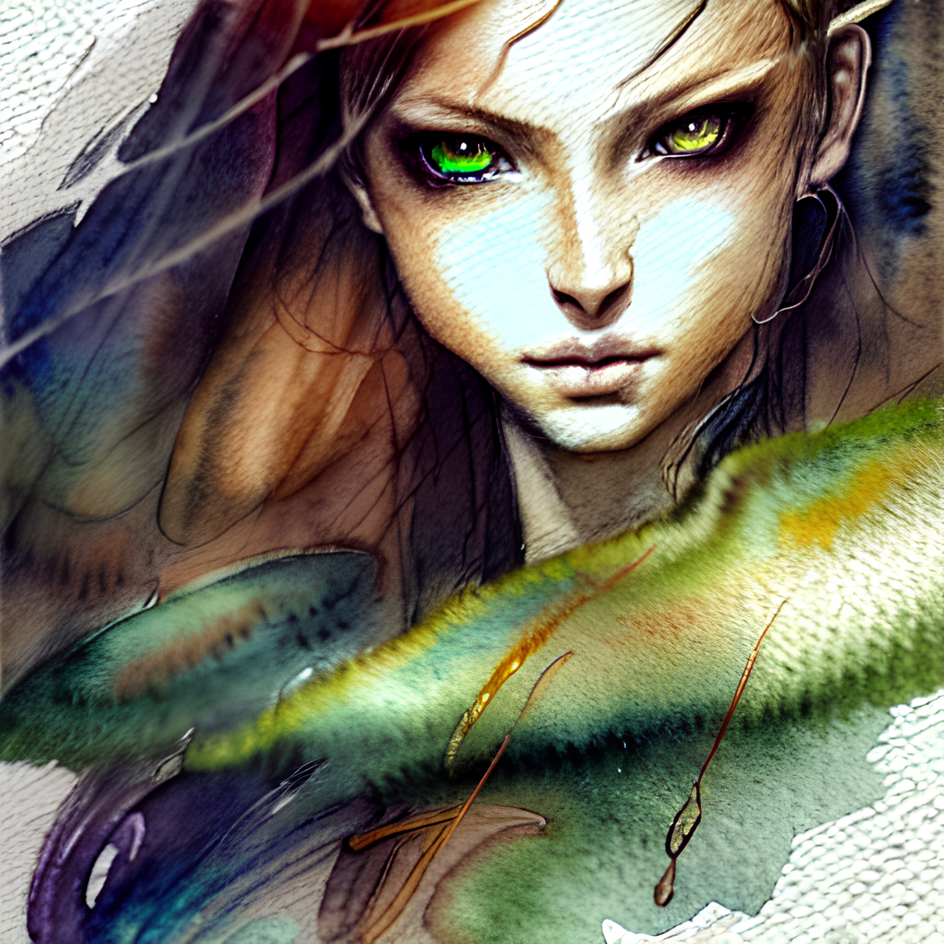 Fantasy Sci Fi Watercolor Portraits Forest Warriors Collection 3 Pieces 18x18 Personal Use