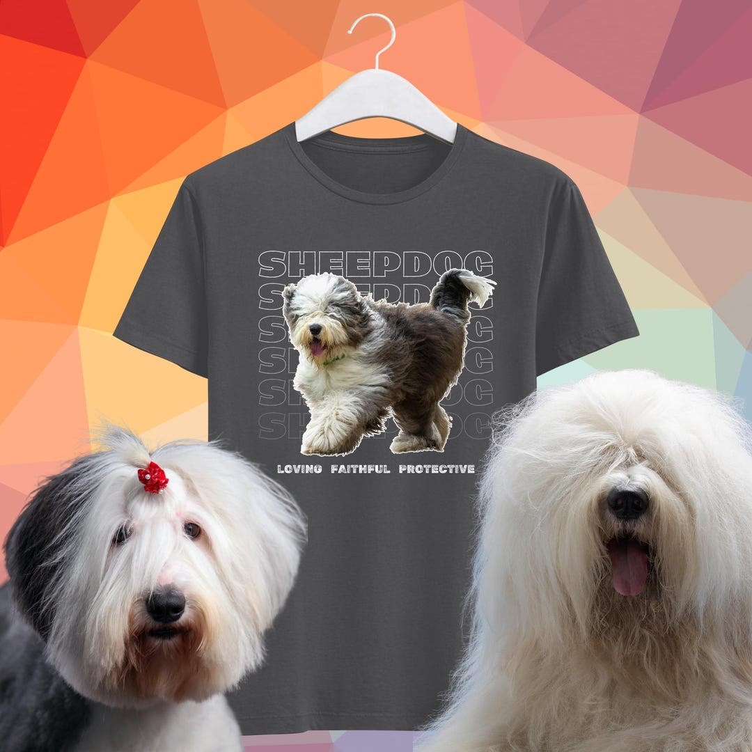 Old English Sheepdog Word Wall Shirt for Sheepdog Mom Wear Pure Bred ...