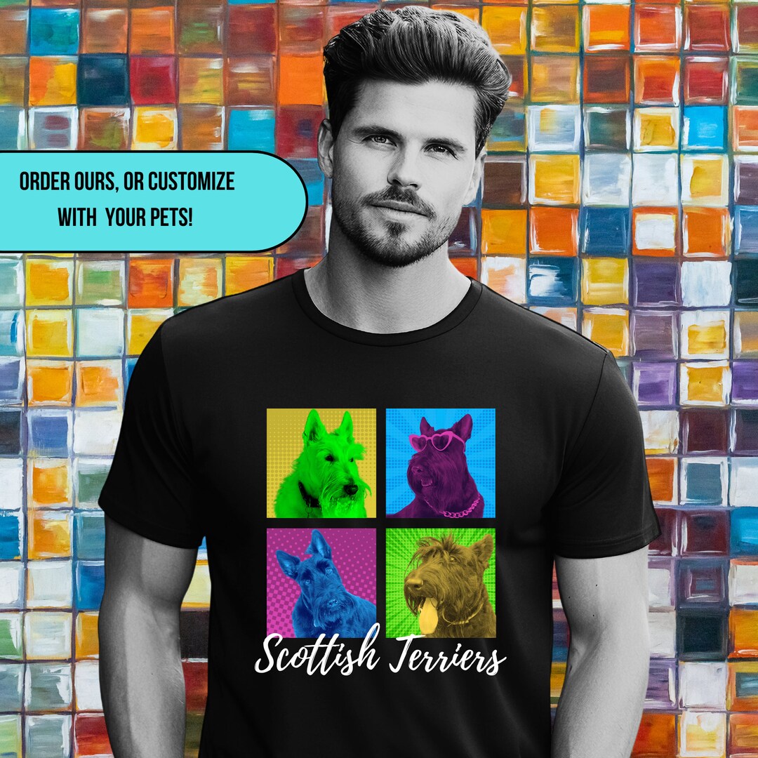 Scottish Terrier Pop Art Shirt Bright Color Pop Comic Book Style Pure ...