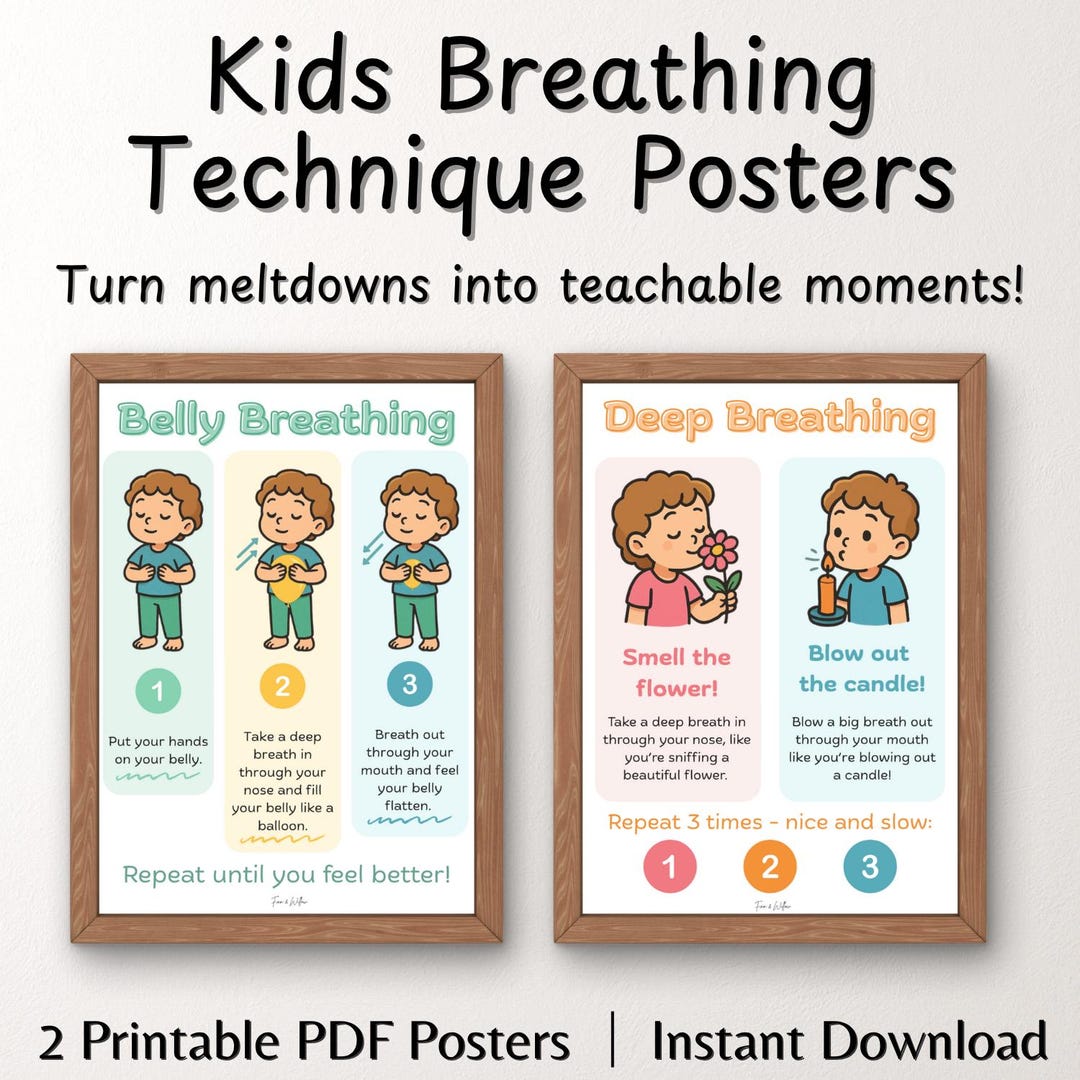Kids Breathing Technique Posters | Calm Down Corner Printables | SEL ...