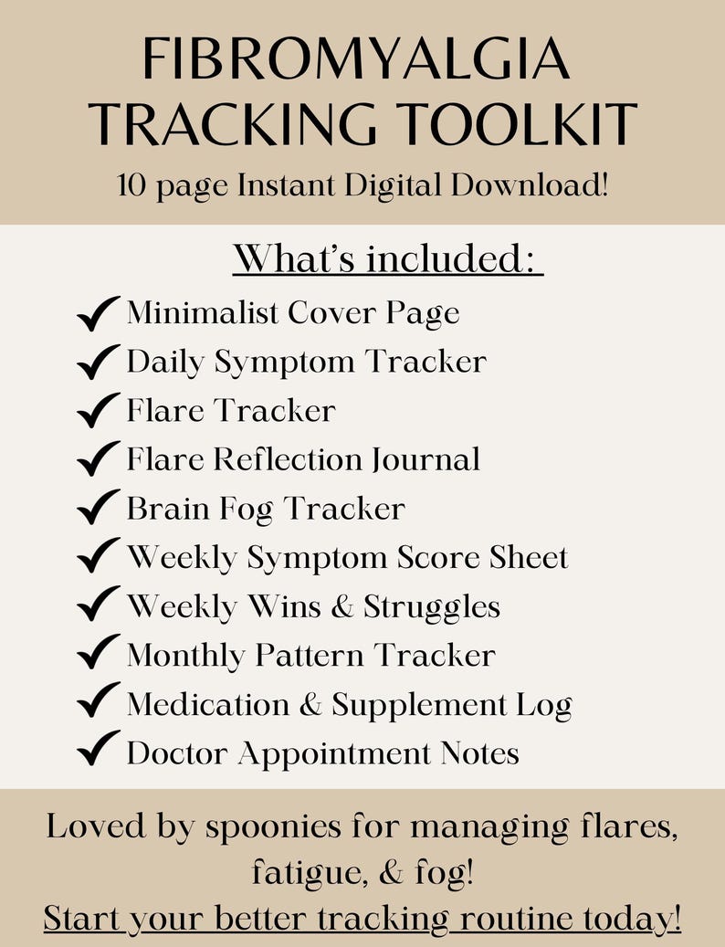 Fibromyalgia Tracker Printable Bundle – 10-page Symptom & Flare Log ...