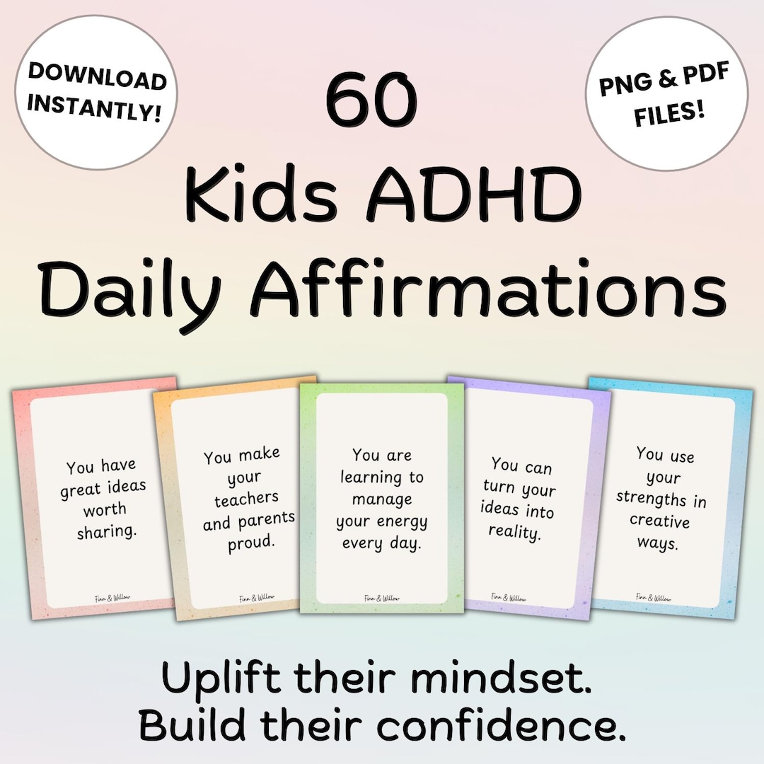 ADHD Kids Daily Affirmation Cards | Motivational Neurodivergent Support ...