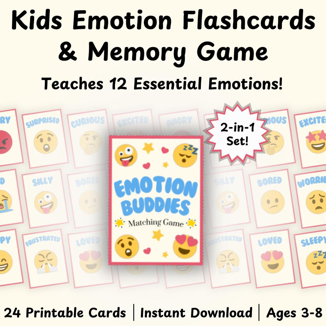 Kids Social Emotional Flashcards and Memory Game | SEL for Preschool ...