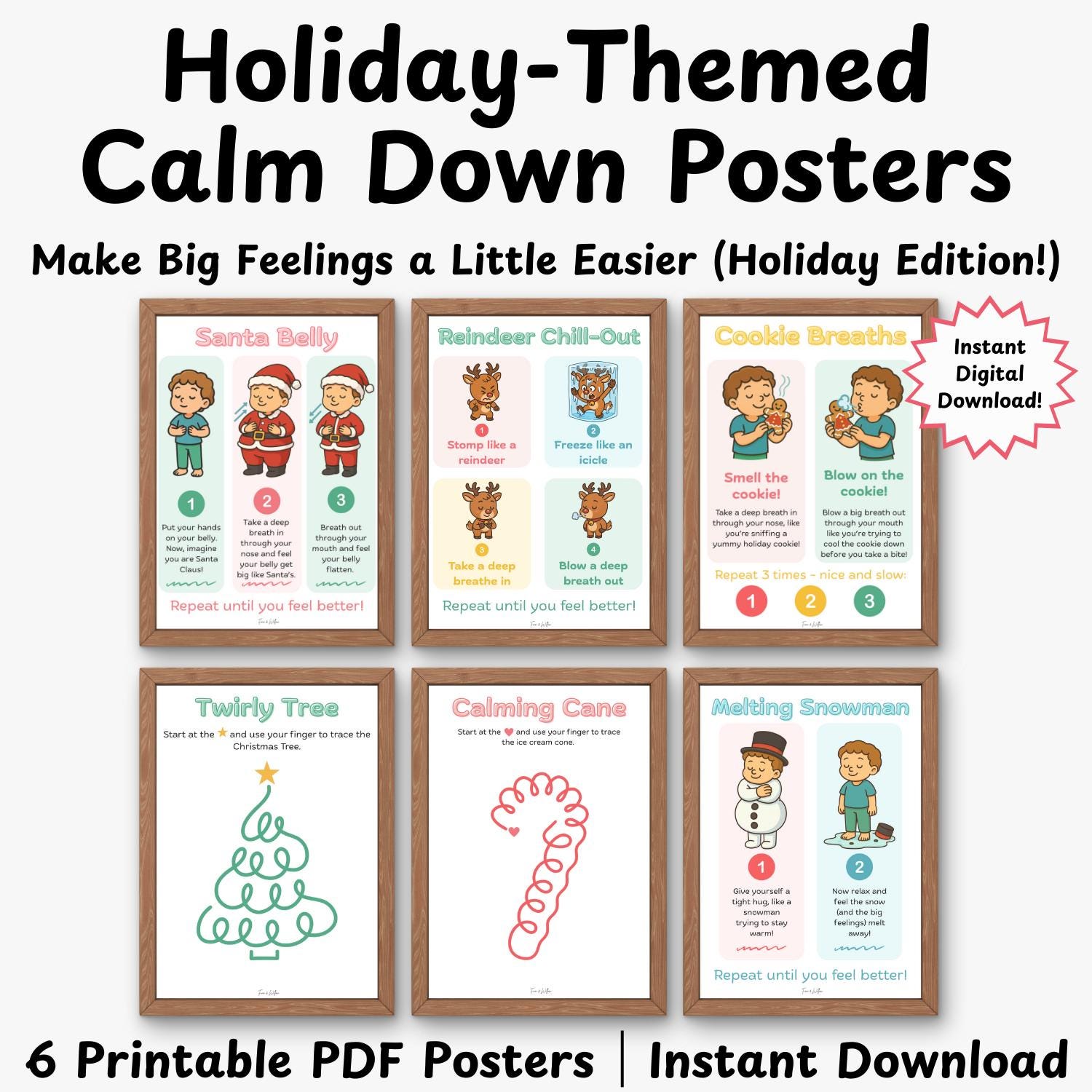 Holiday Calm Down Corner Posters for Kids | Christmas Breathing ...