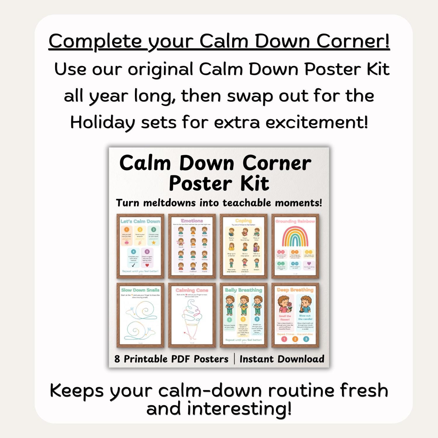 Holiday Calm Down Corner Posters for Kids | Christmas Breathing ...