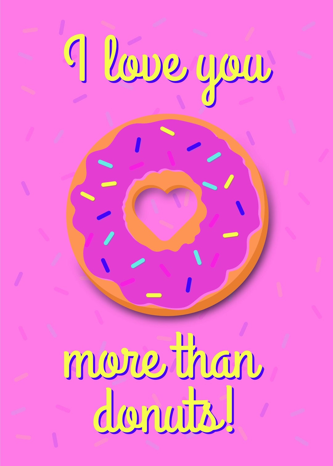 I Love You More Than Donuts - Instant Download Printable 5x7 Postcard ...