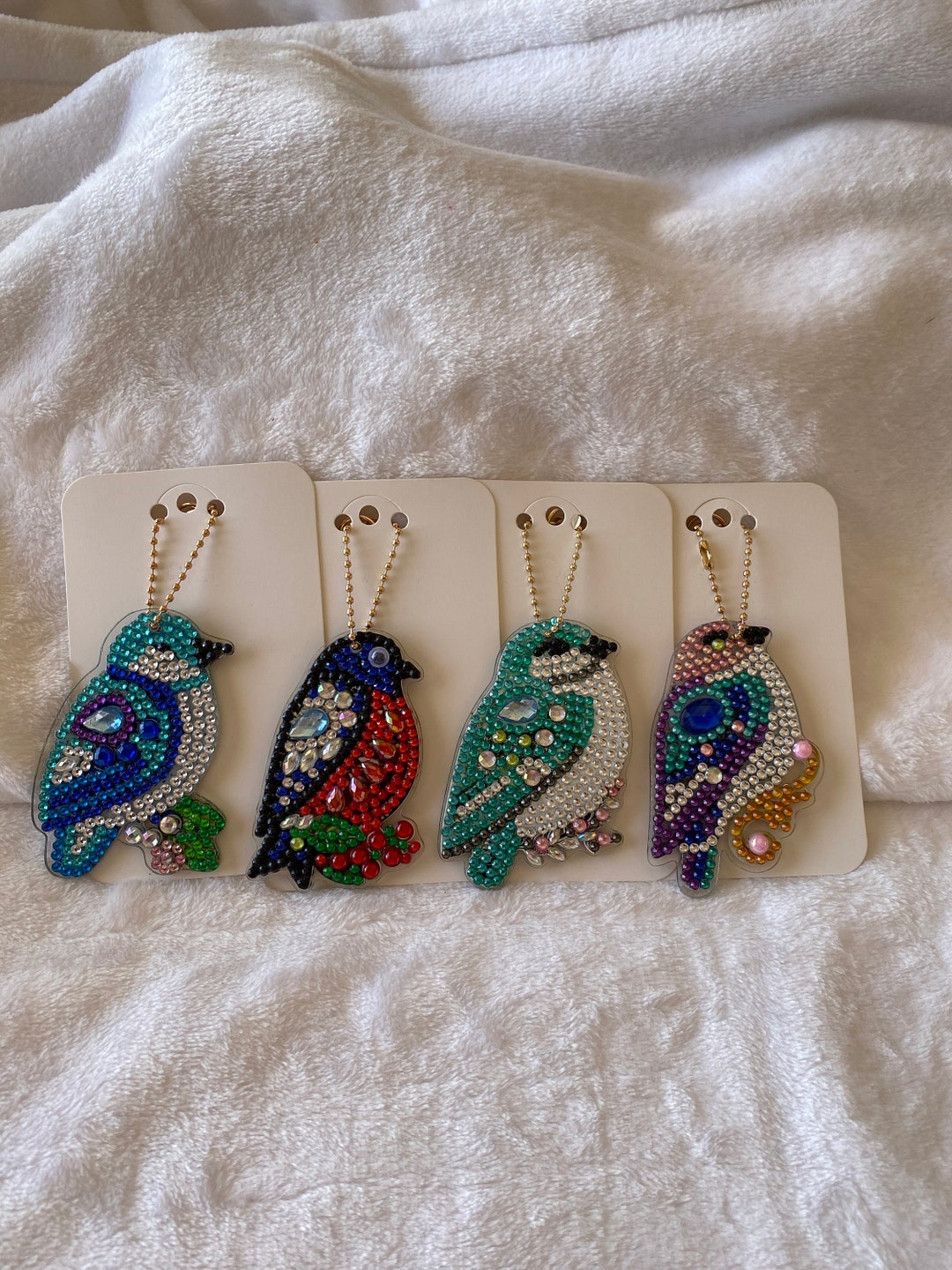 Diamond Art Bird Keychains - Etsy