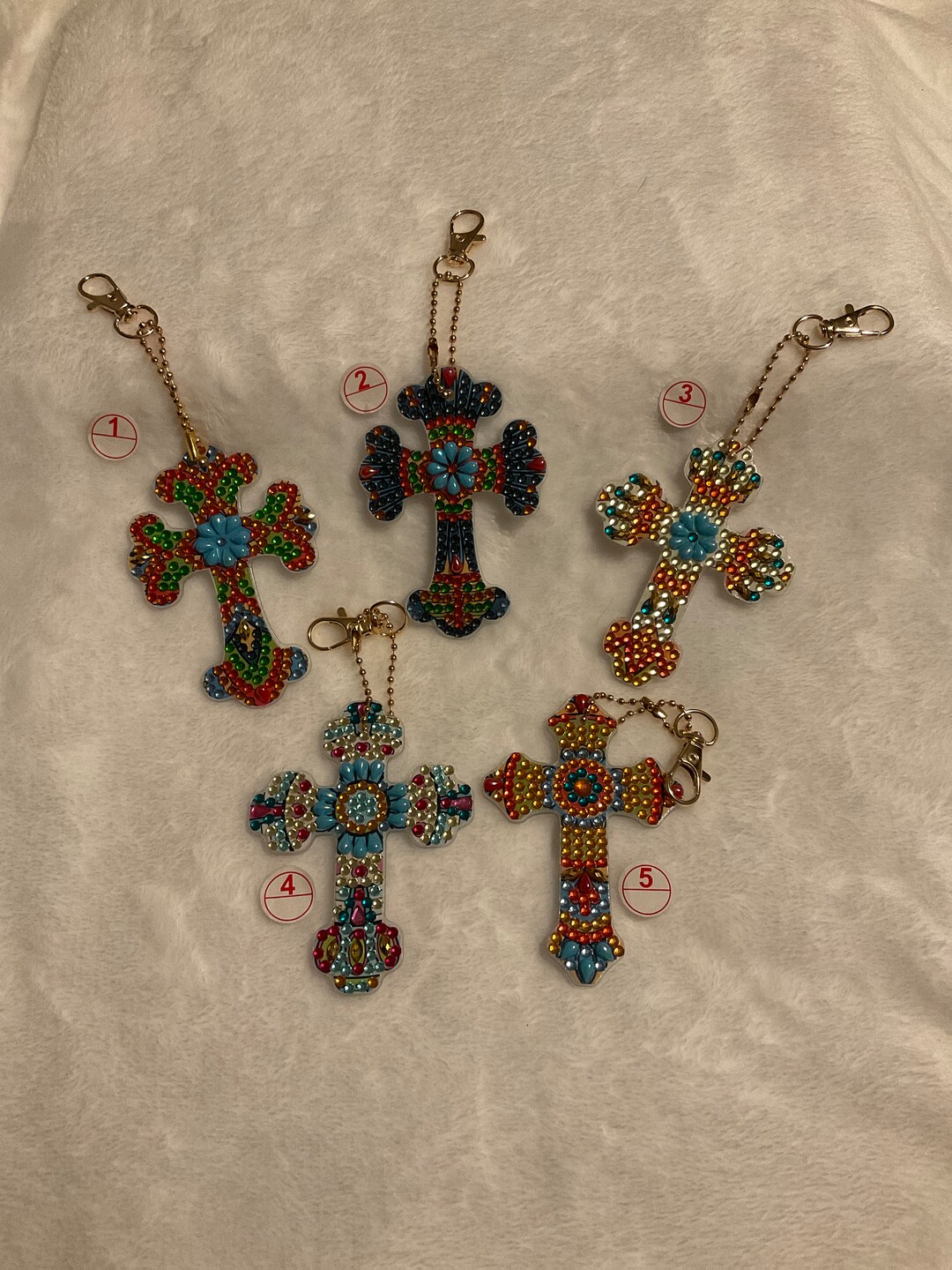 Diamond Painting Cross Keychains - Etsy