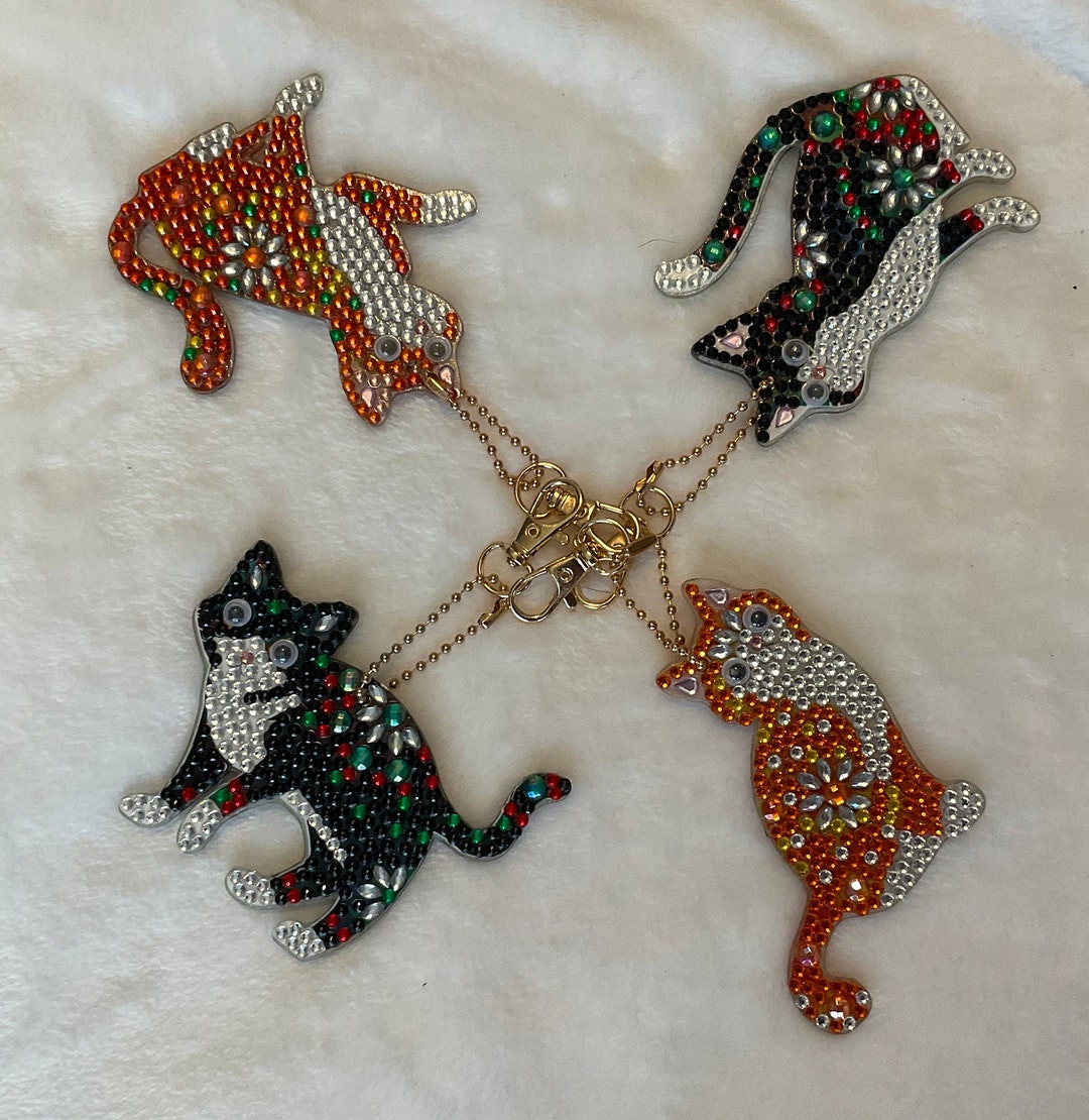 Diamond Art Cat Keychains - Etsy