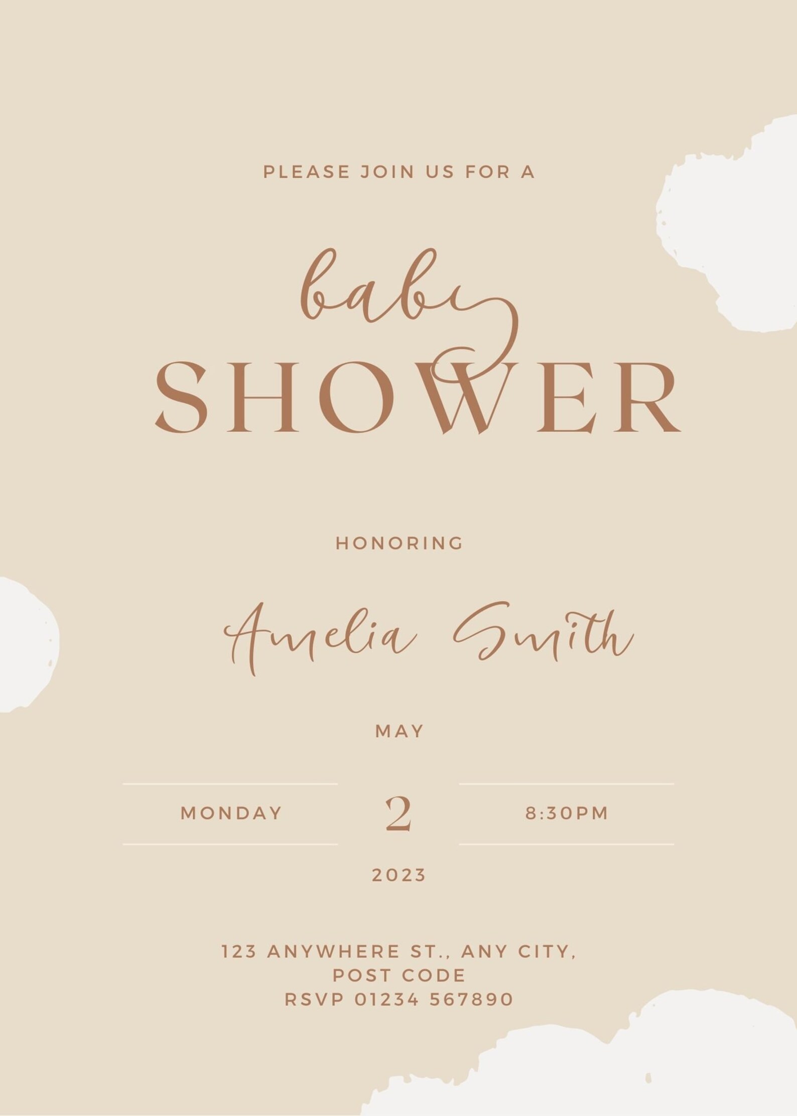 Beige Baby Shower Invite, Gender Neutral, Printable Invitation, Party ...