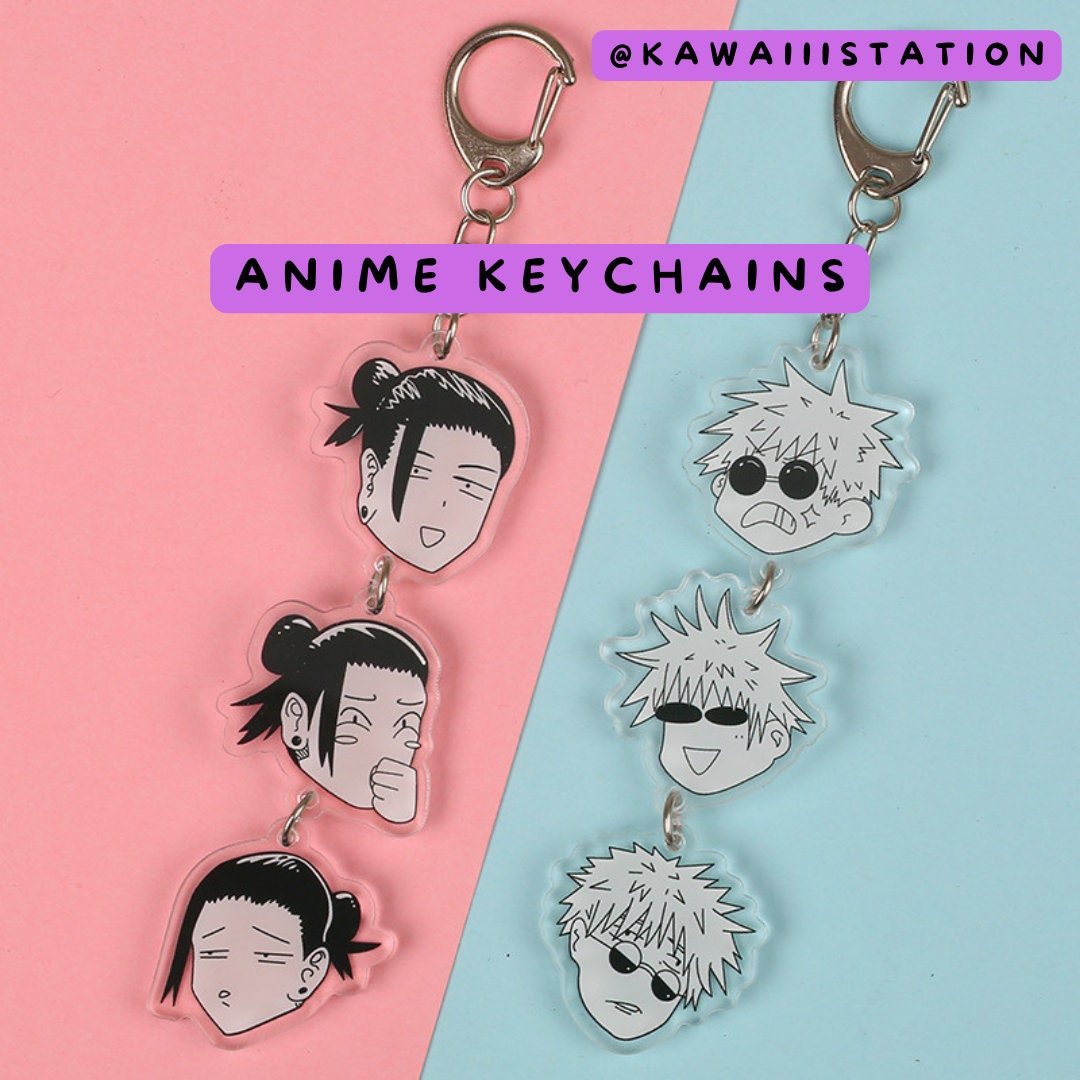 Anime Jujutsu Keychain Cosplay Funny Long Keychain Gojo Satoru Geto ...
