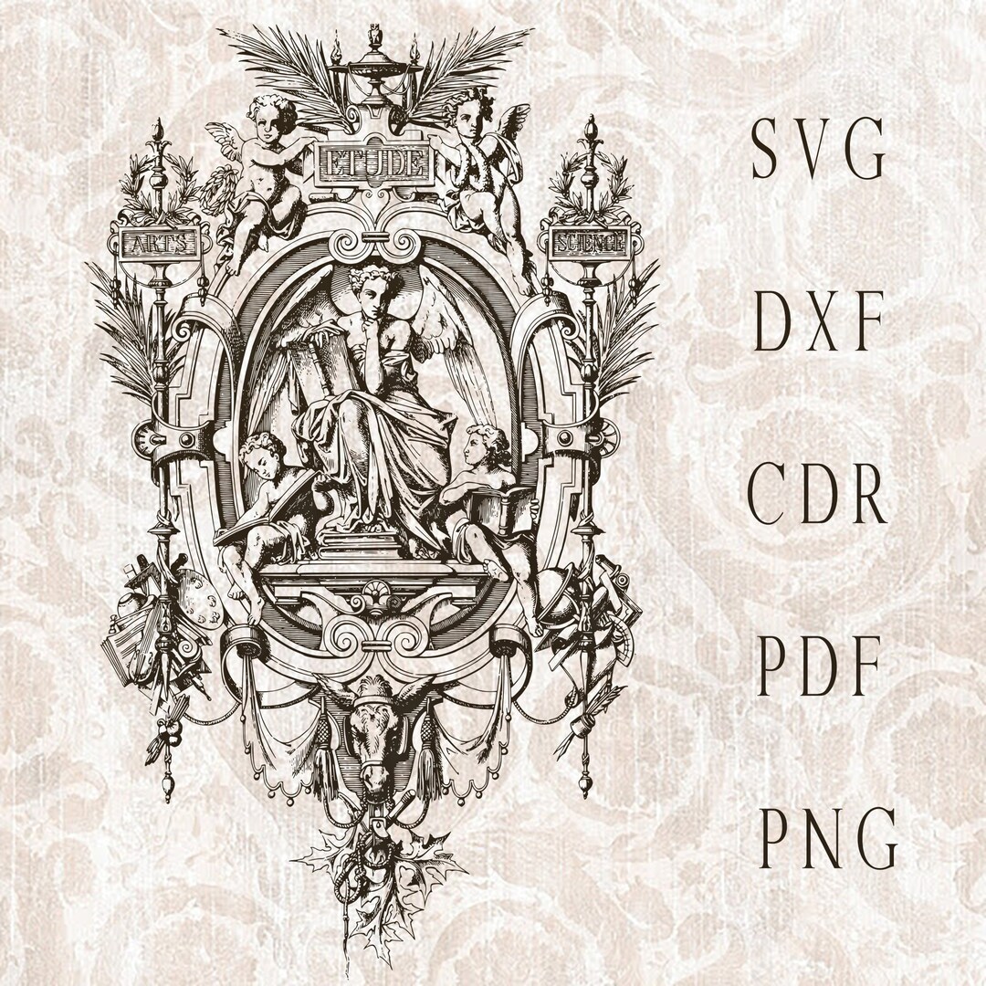 Vintage Art Svg / Rococo Ornament Vector Files / Vintage Silhouette ...