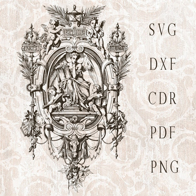 Vintage Art Svg / Rococo Ornament Vector Files / Vintage Silhouette ...