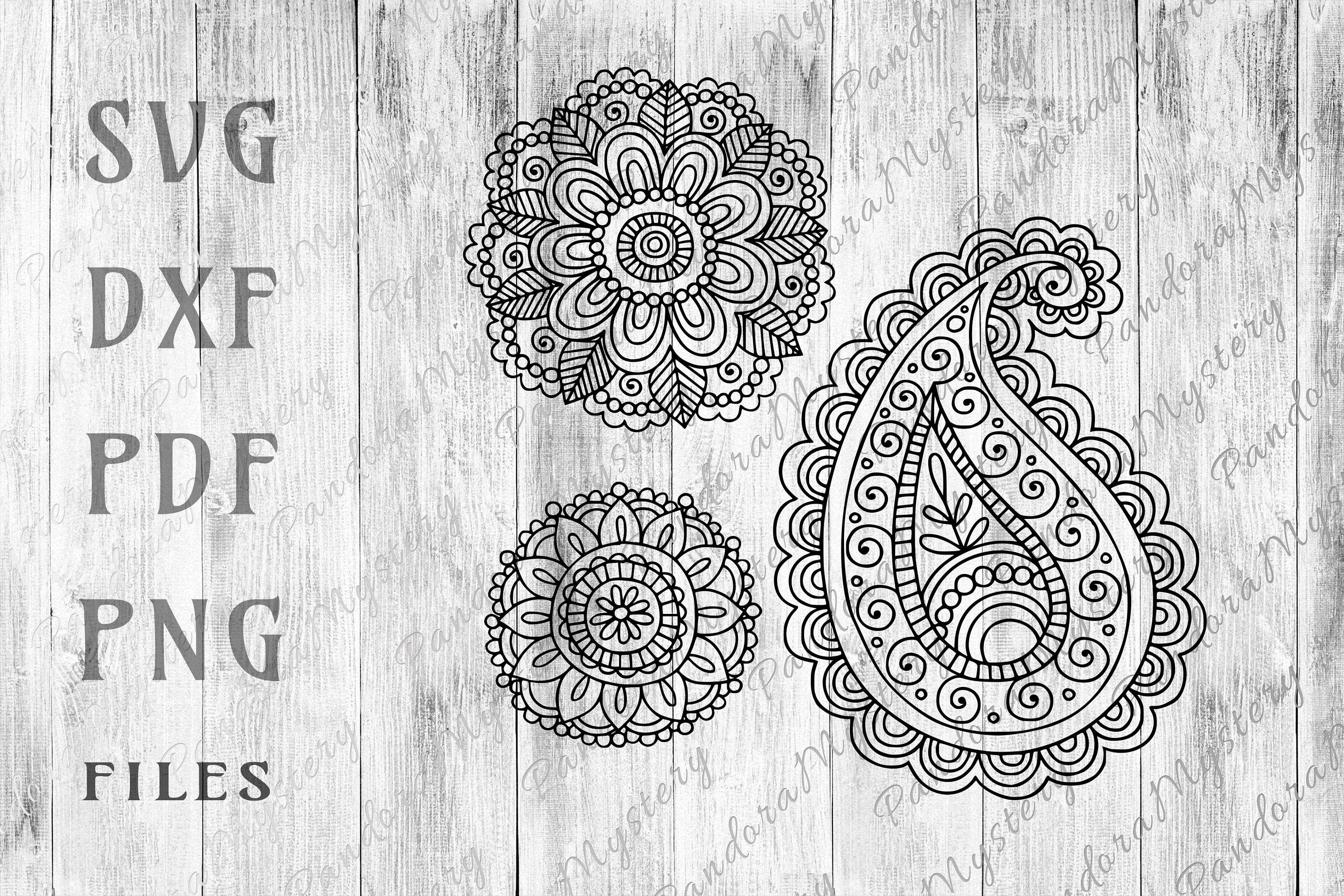 Paisley Flower Vector Files / Zentangle Elements / Paisley Flower ...