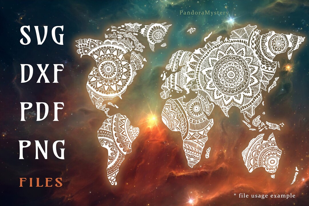 World Map Zentangle / Zentangle Svg / SVG Files for Cricut / World ...