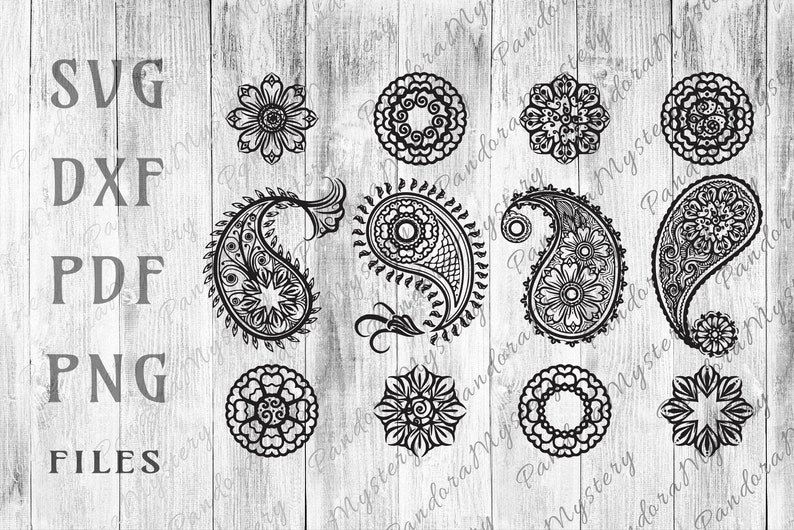 Paisley Flower Vector Files / Zentangle Elements / Paisley Flower ...