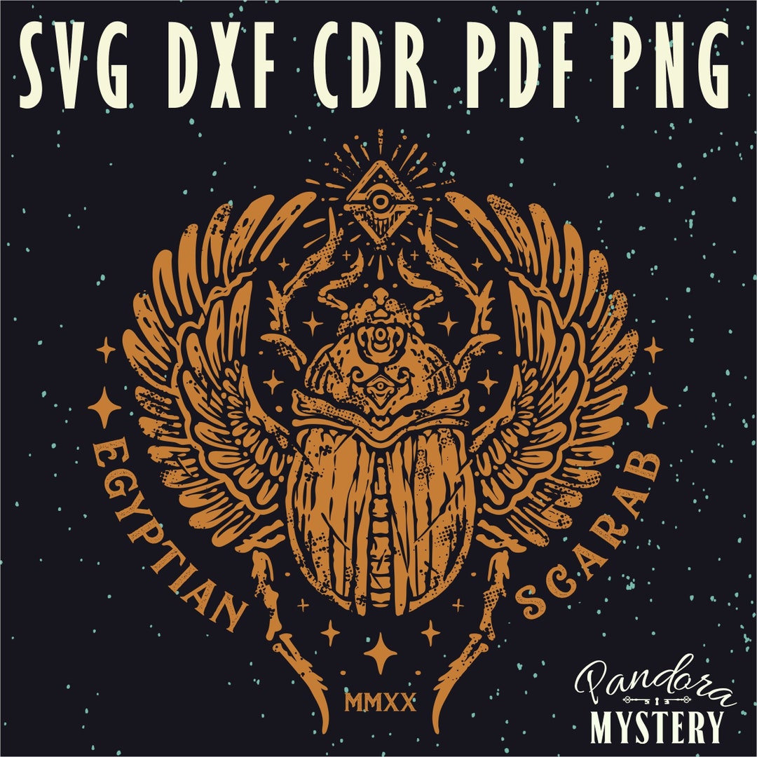Vintage Egyptian Drawing / Egyptian Scarab Vector Files / Scarab ...