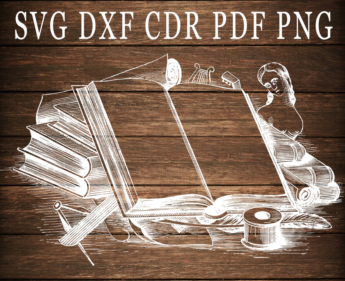 Book Frame Vector Files / Frame Svg / Vintage Book Clipart / Book ...