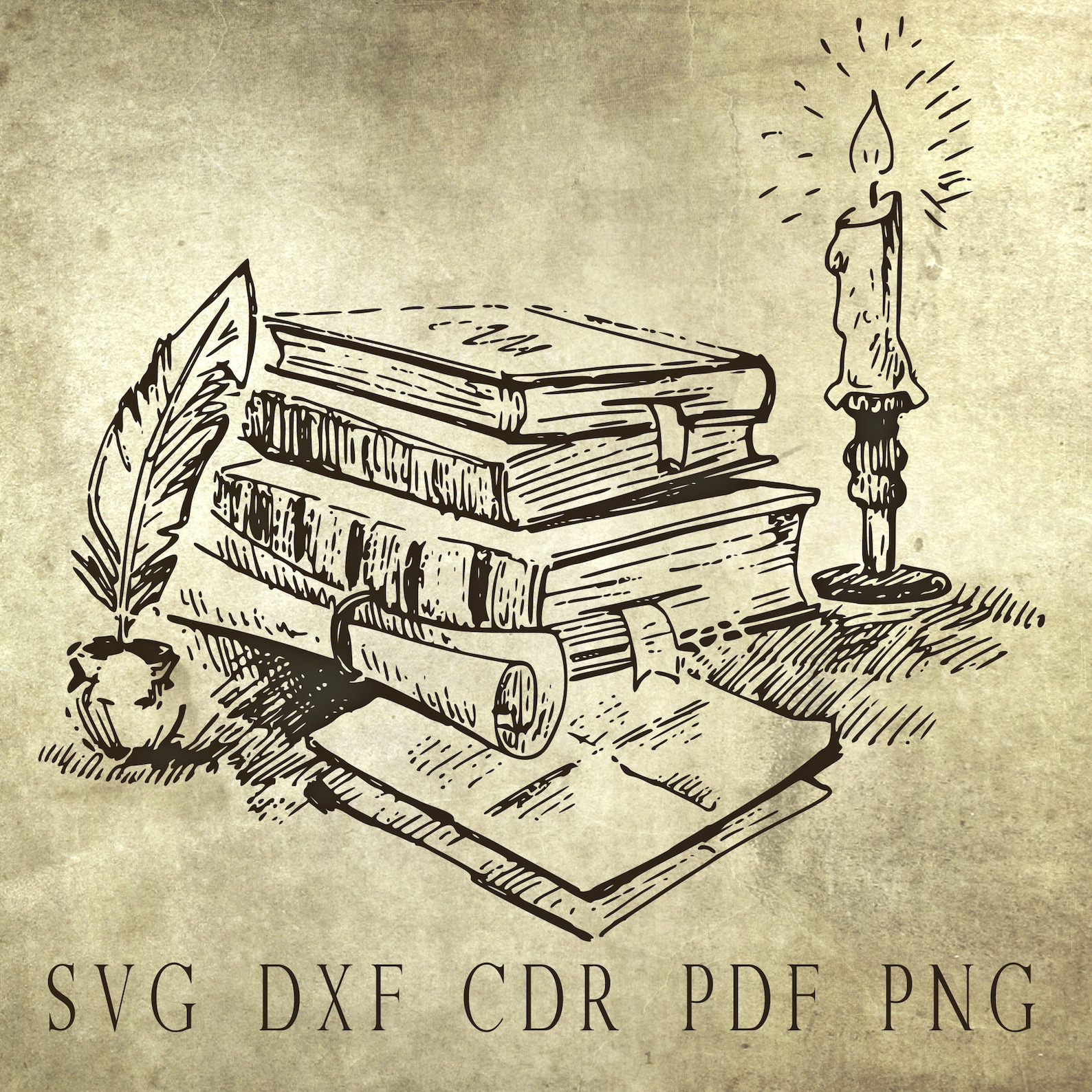 Old Book Vintage Art Vector Files / Old Book Silhouette / Old Book ...