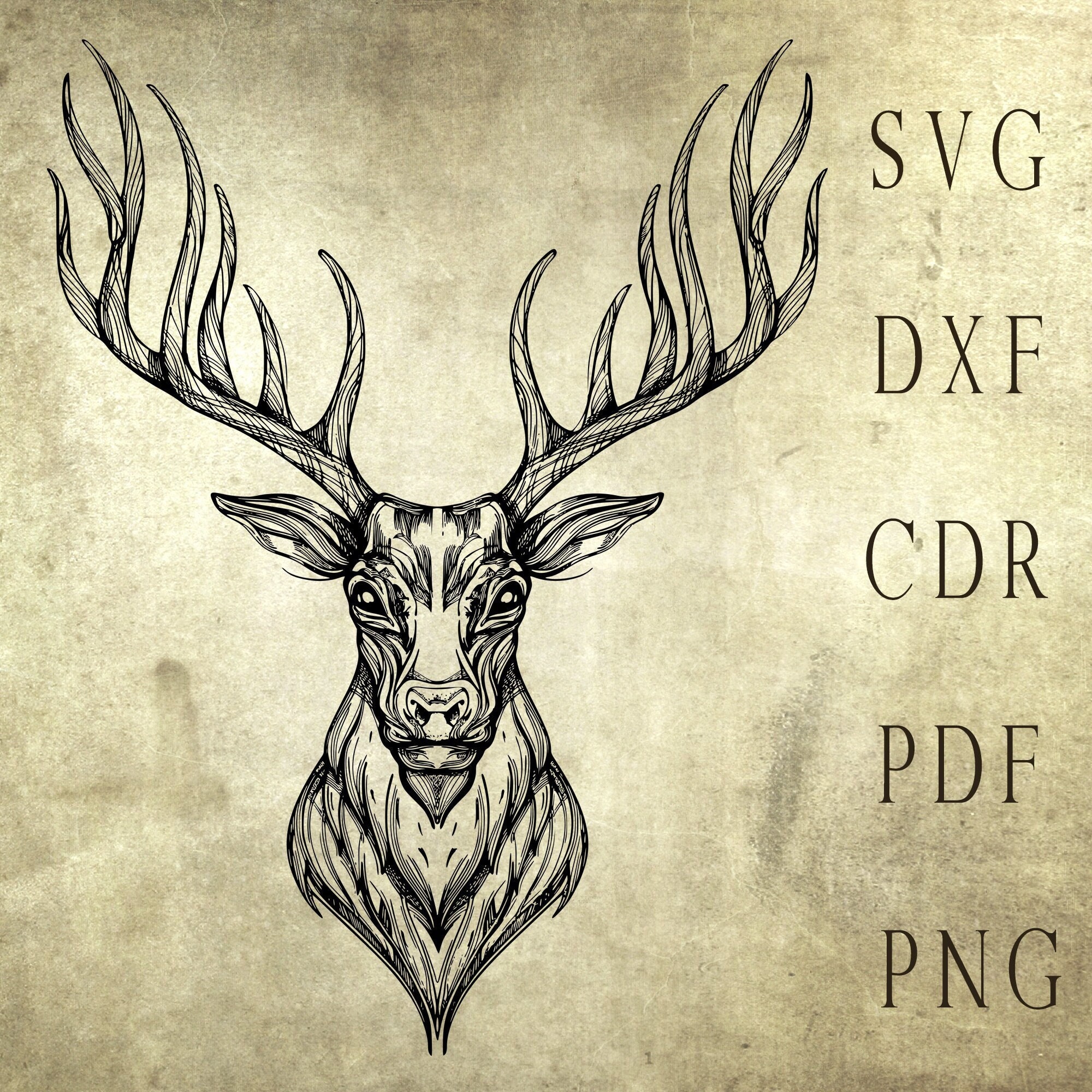 Vintage Deer Drawing / Deer Vector Files / Deer Silhouette / Deer ...